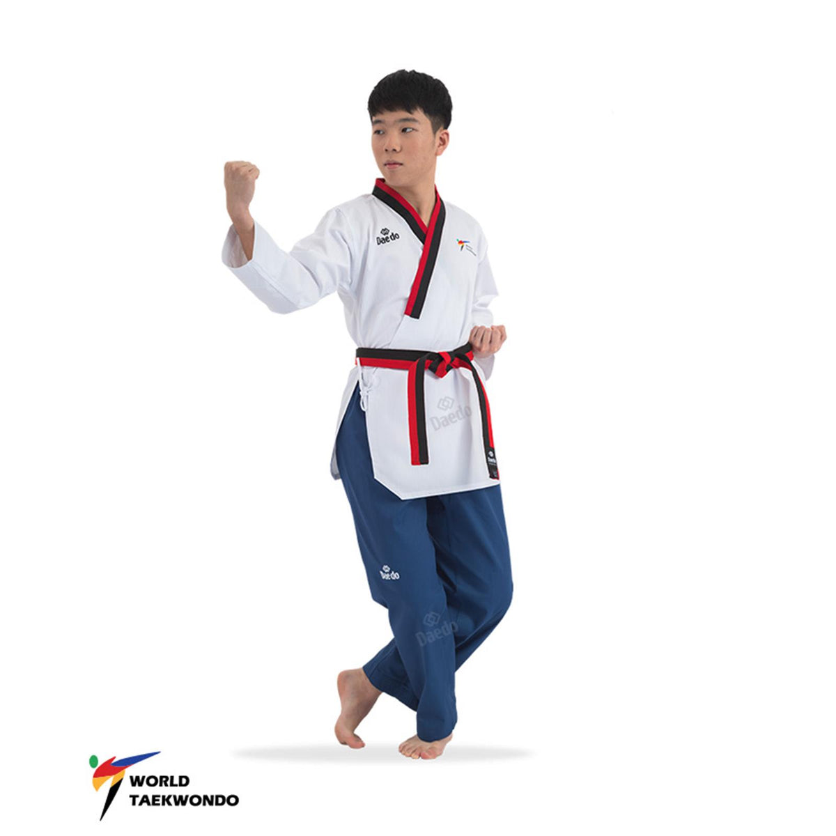 Dobok Poom Uomo Bianco-Blu Daedo | Uniforme Taekwondo WT – Fight Club Store