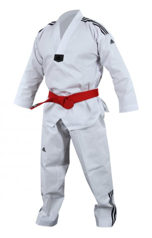 White Neck Taekwondo Dobok with Adidas Adi-Club Stripes – Fight Club Store